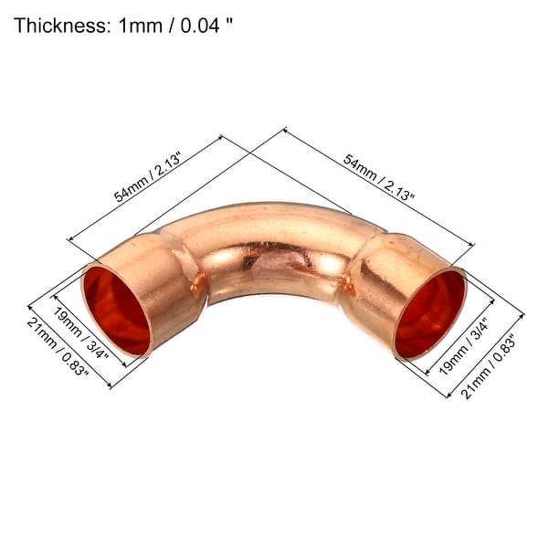 3x 3/4" Elbow Copper Pipe Fitting 90 degree Welding Plumbing Connector - Copper Tone - Bed Bath ...